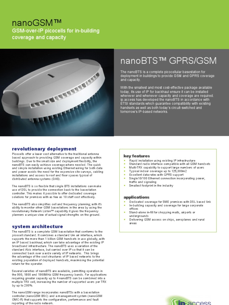 NanoBTS Datasheet 240105 | PDF | Gsm | Short Message Service
