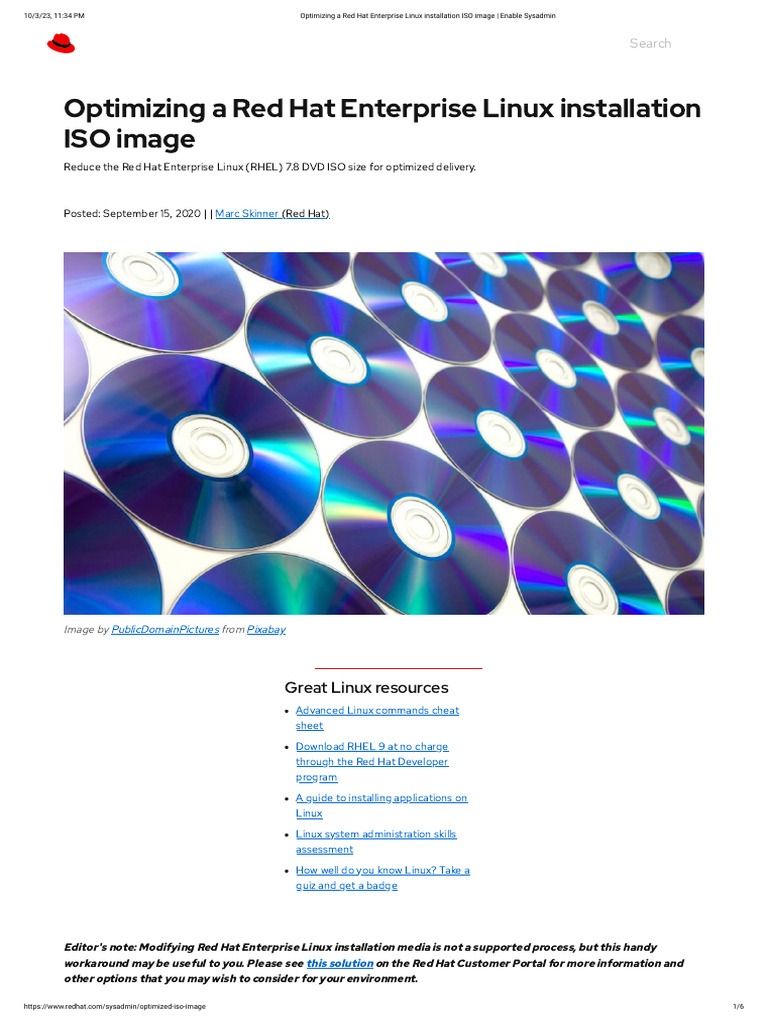 Optimizing A Red Hat Enterprise Linux Installation ISO Image - Enable Sysadmin | PDF | Red Hat ...