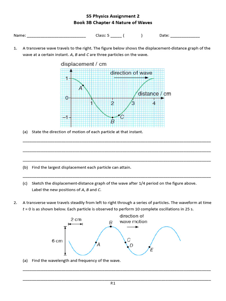 S5 Physics Waves Assignment Guide | PDF | Waves | Frequency