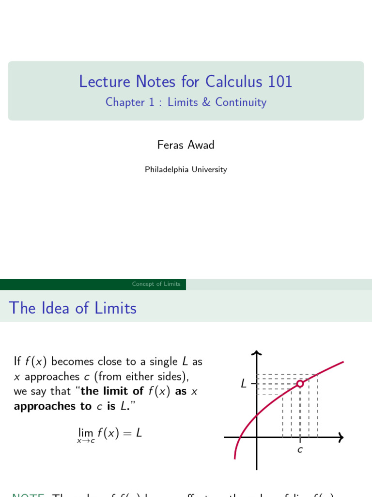 Limits in Calculus 101 Notes | PDF | Mathematical Logic | Mathematical ...