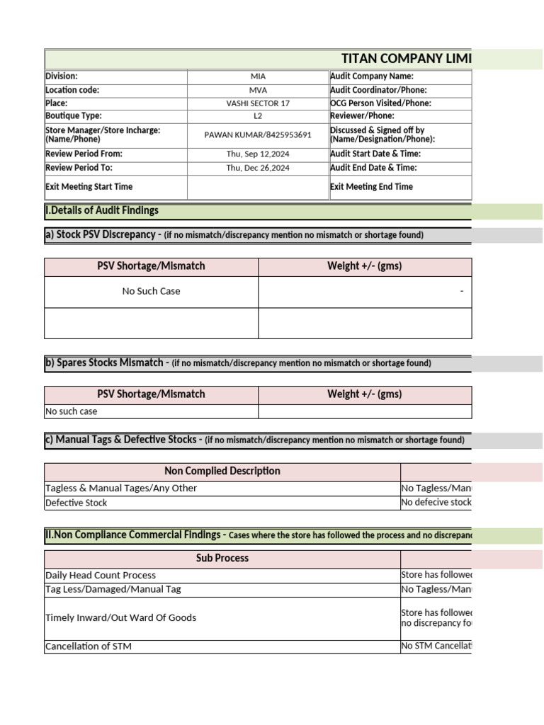 MIA Inventory Audit Findings Report | PDF | Bracelet | Necklace