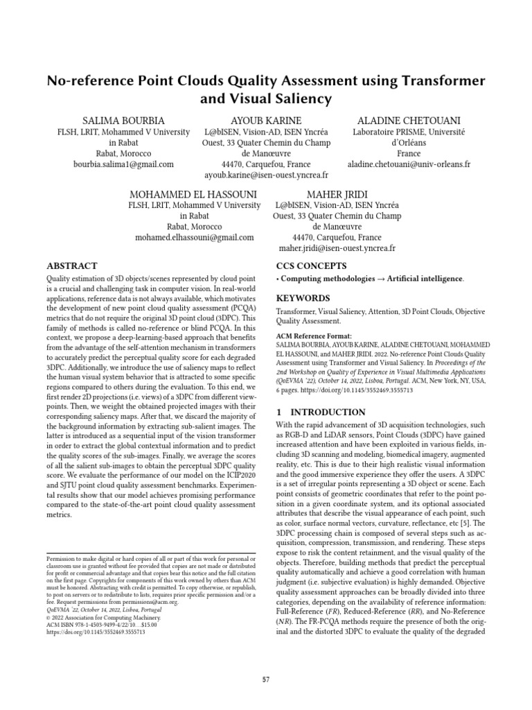No Reference Point Clouds Quality Assess | PDF