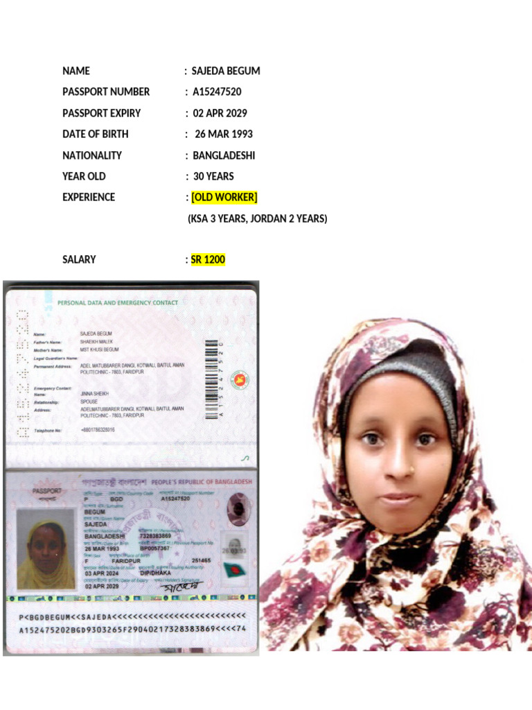 Sajeda Begum A15247520 Shoikot Vai Exprience | PDF