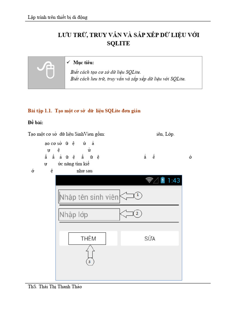 Buoi 5.2 - Sqlite Quan Ly SV | PDF