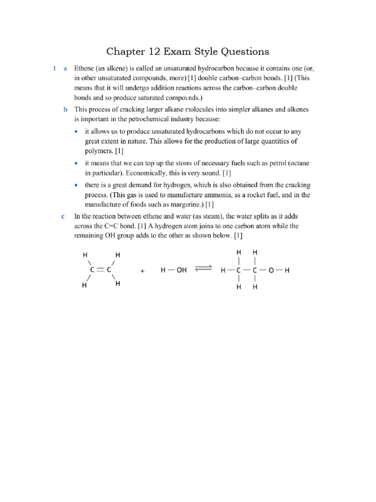 Chapter 12 Exam: Hydrocarbons Overview | PDF