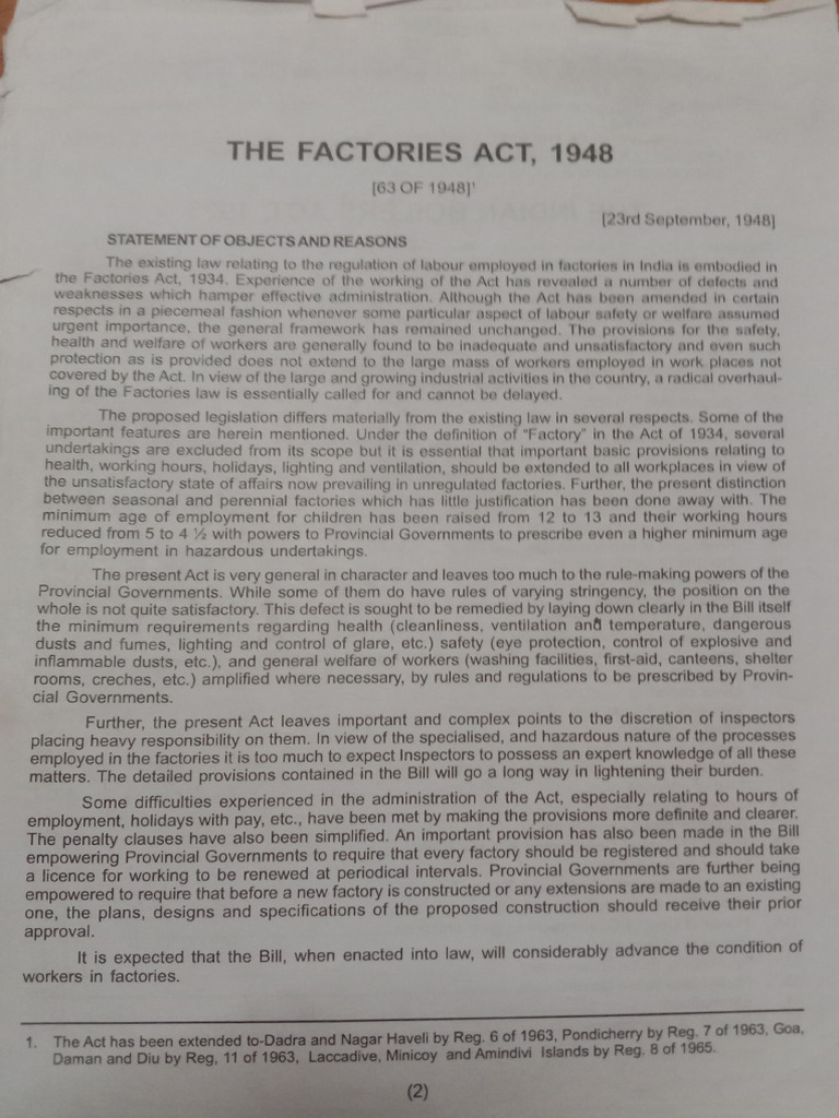 Factories Act, 1948 | PDF | Employment | Justice