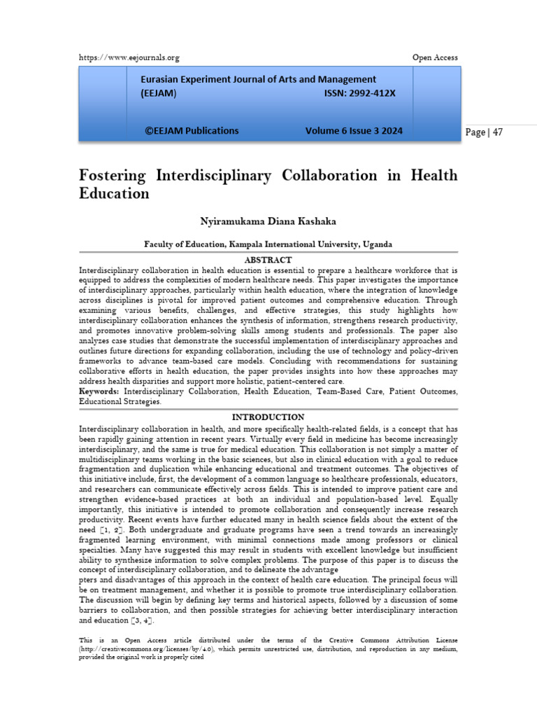 Interdisciplinary Collaboration in Health Education | PDF ...