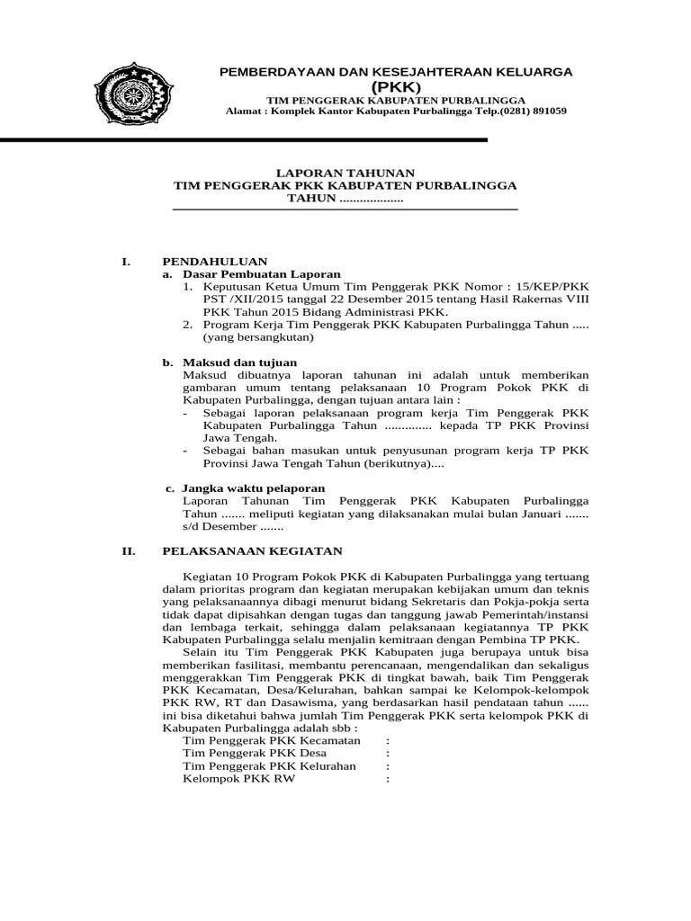 contoh uraian lap tahunan_POKJA 3 | PDF