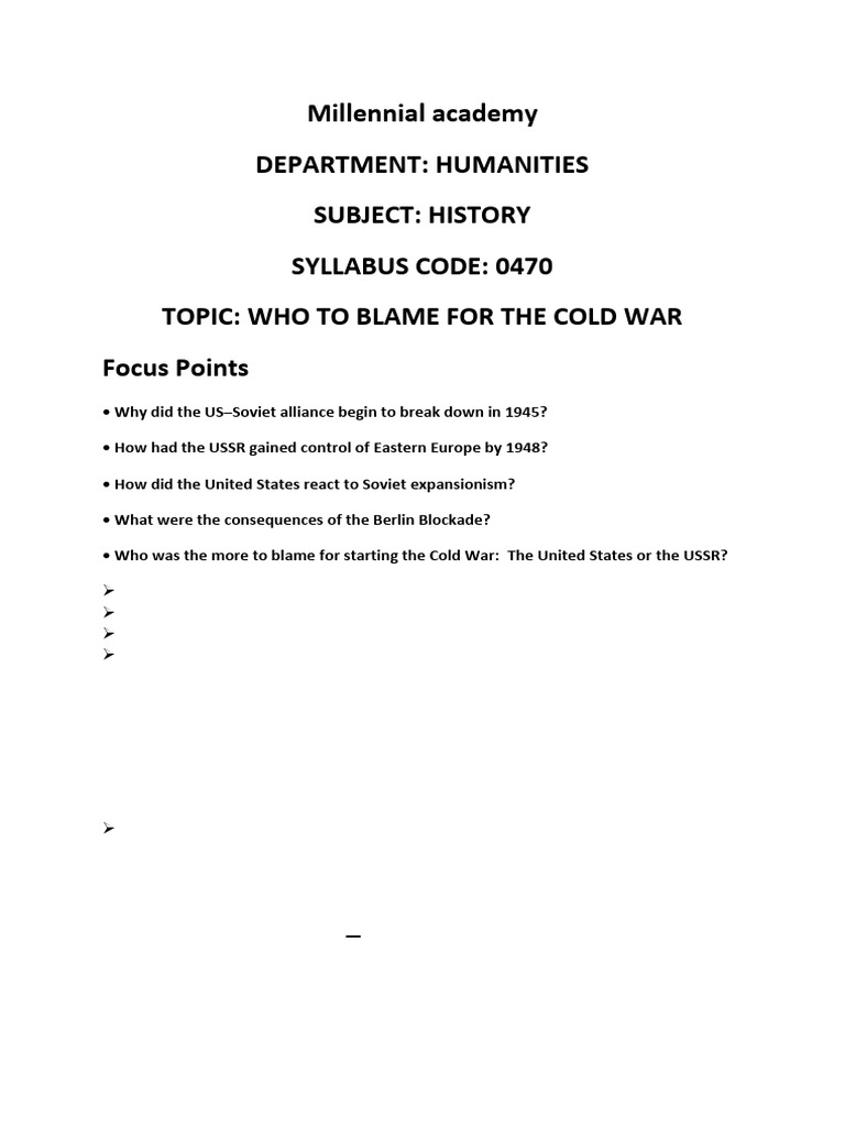 Cold War Blame: USA vs USSR Analysis | PDF | Joseph Stalin | Communism