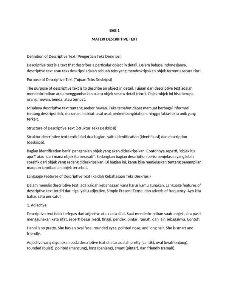 Materi Descriptive Text | PDF