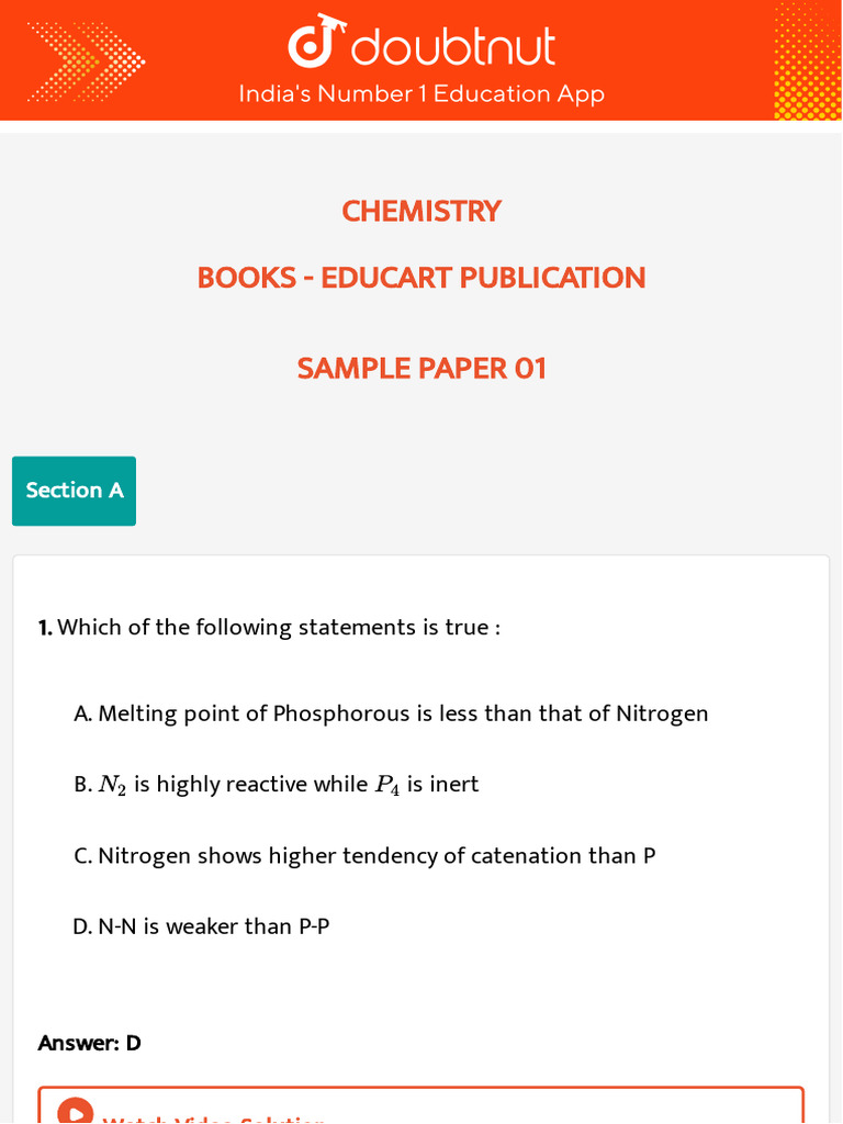 Doubtnut Chemistry Solutions Guide | PDF | Ion | Coordination Complex