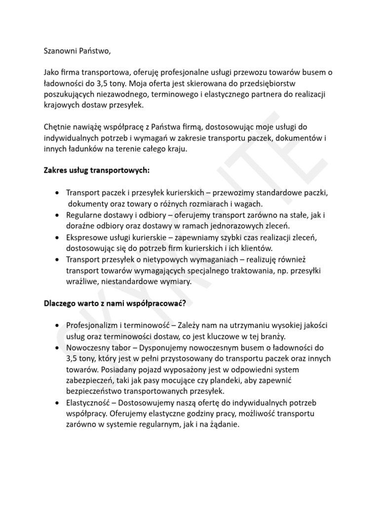 Oferta Współpracy | PDF