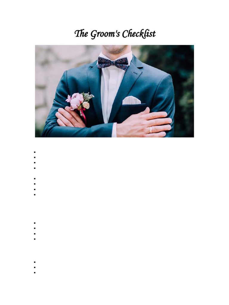 The-Groom-checklist-1 | PDF | Groomsman | Wedding