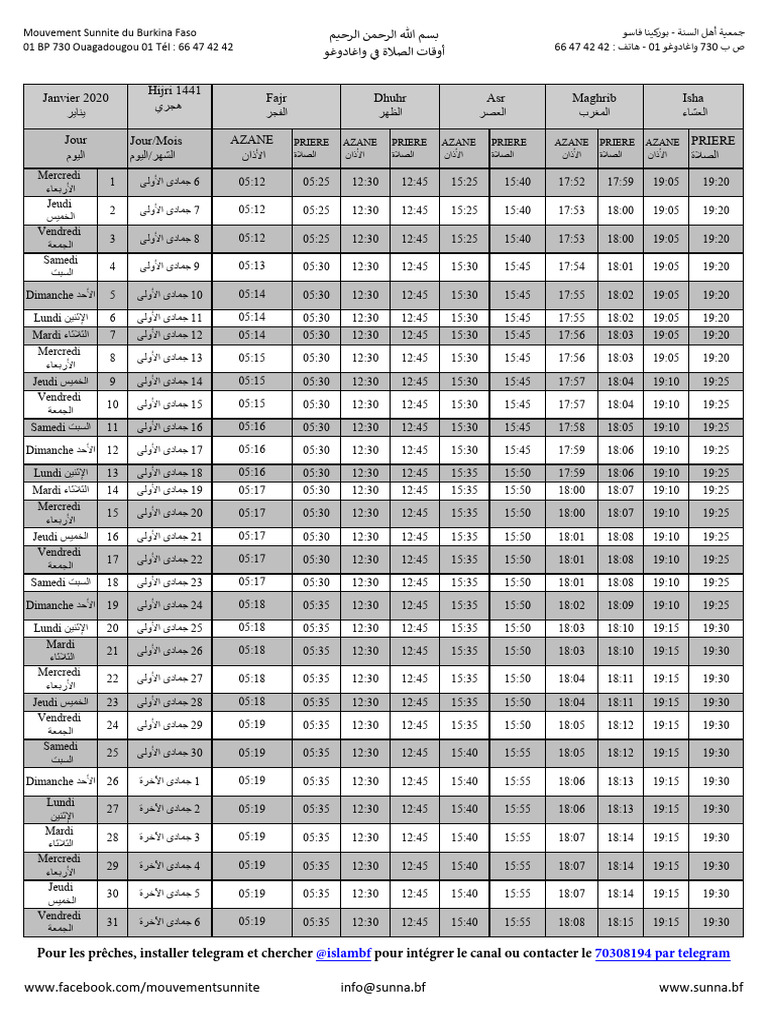 025-A4-2020-HEURES-DE-PRIERE-MOUVEMENT-SUNNITE-OUAGA | PDF