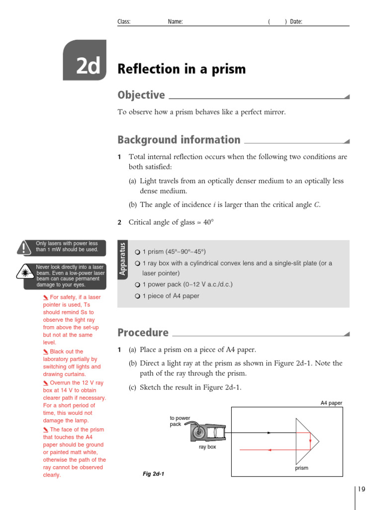 2d Reflection in A Prism | PDF | Reflection (Physics) | Mirror