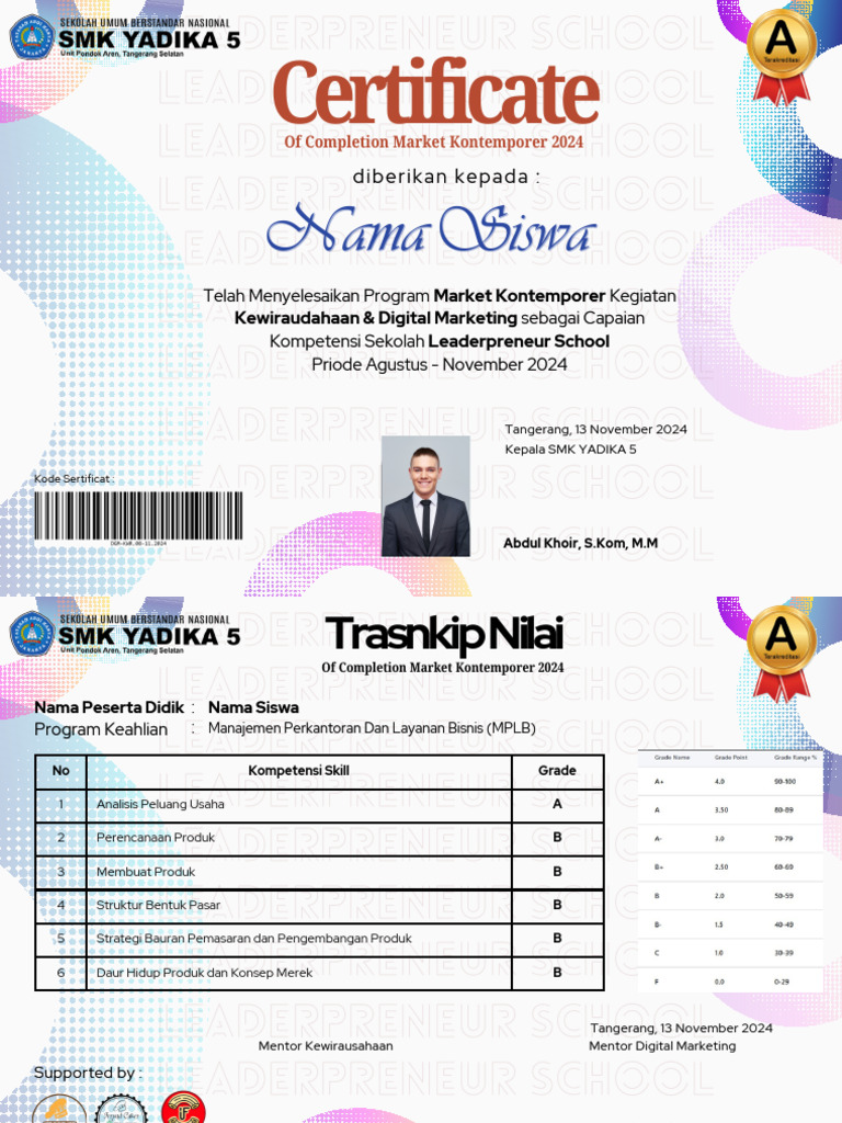Certificate of Completion: Market Kontemporer | PDF