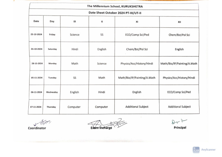 UT-2 and PT 3 date sheet-2 | PDF