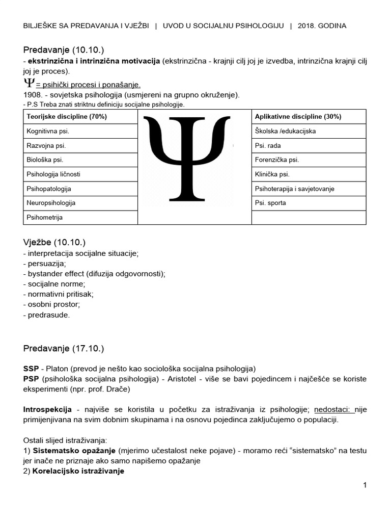 Predavanje (10.10.) : Ekstrinzična I Intrinzična Motivacija | PDF