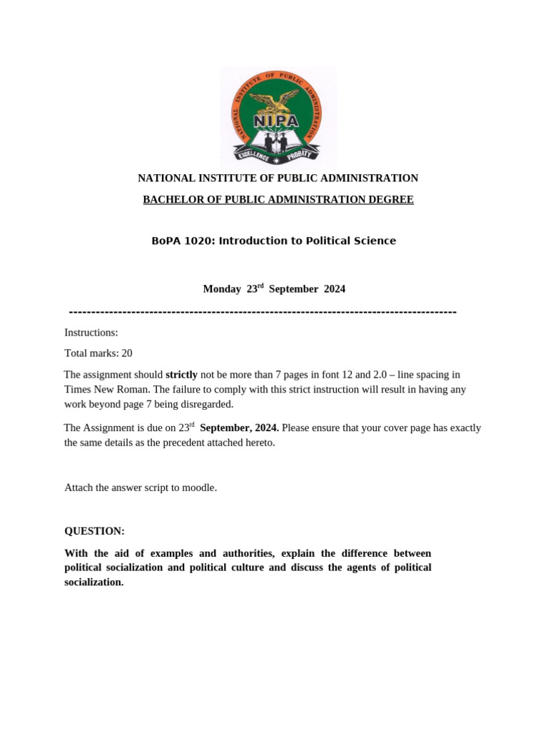 Asignment 1- Political Science(2) | PDF