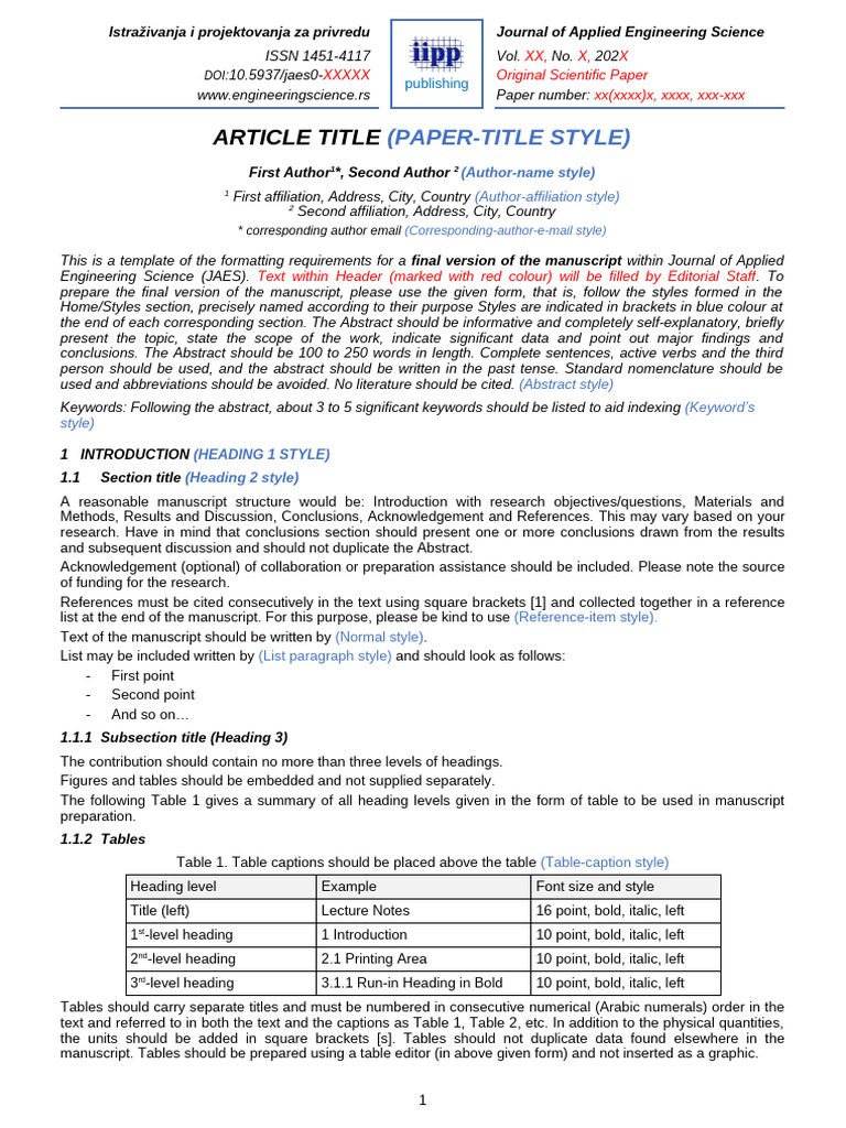 JAES Instructions For Authors | PDF | Citation | Bracket