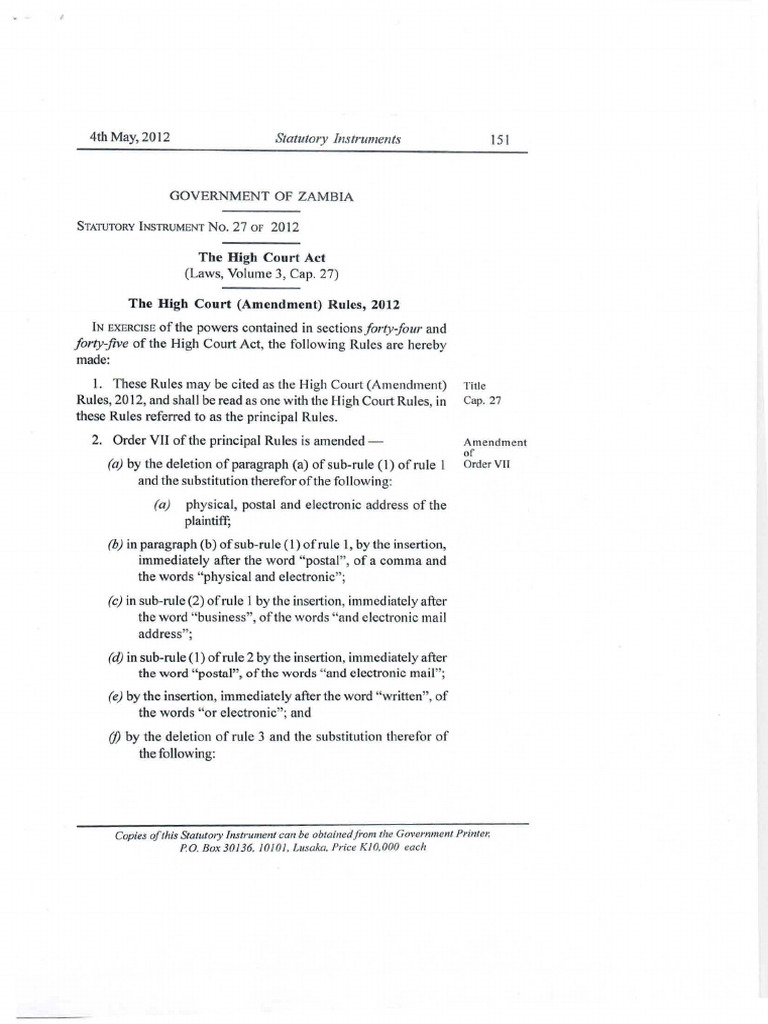 The High Court Amendment Rules 2012 | PDF | Cause Of Action | Hyperlink