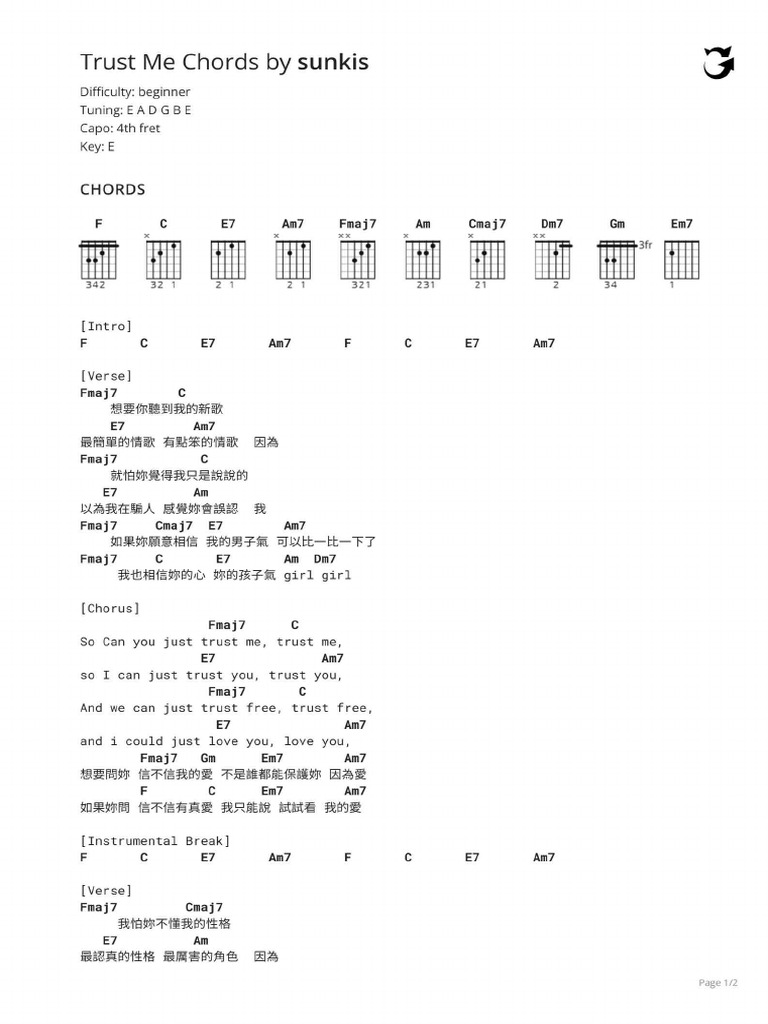 Trust Me Chords | PDF