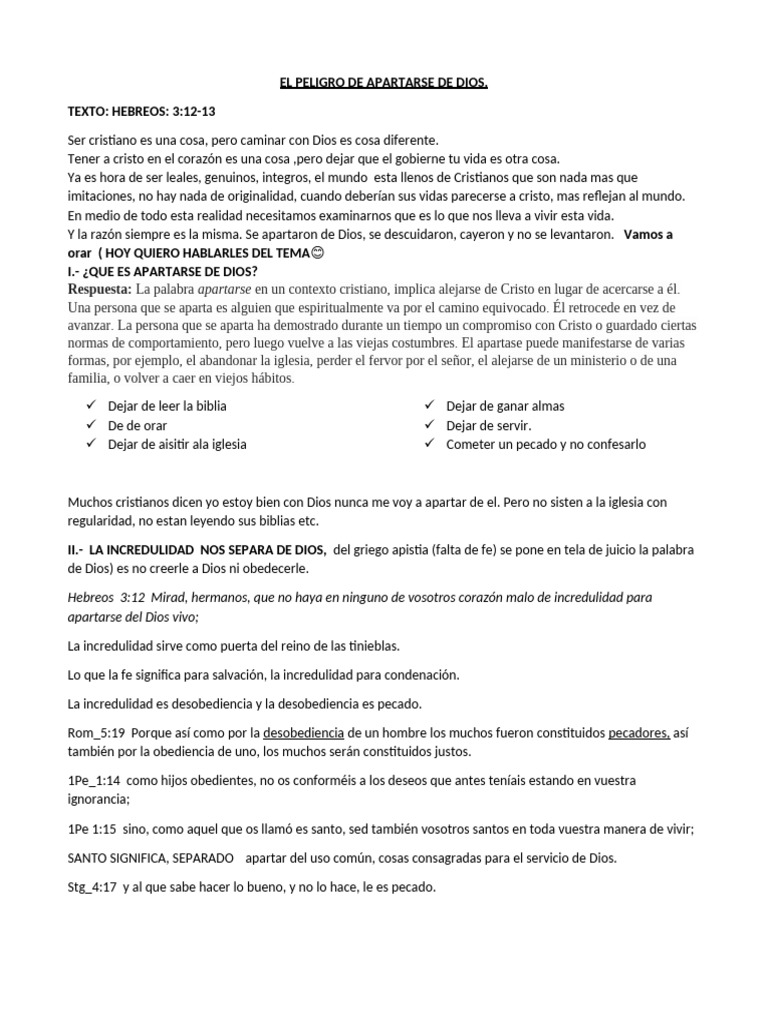 EL PELIGRO DE APARTARSE DE DIOS | PDF | Dios | Pecado