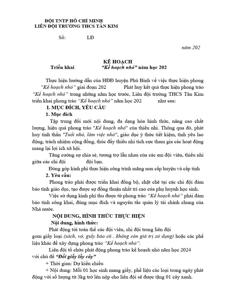 Ke Hoach Trien Khai KHN 24-25 | PDF