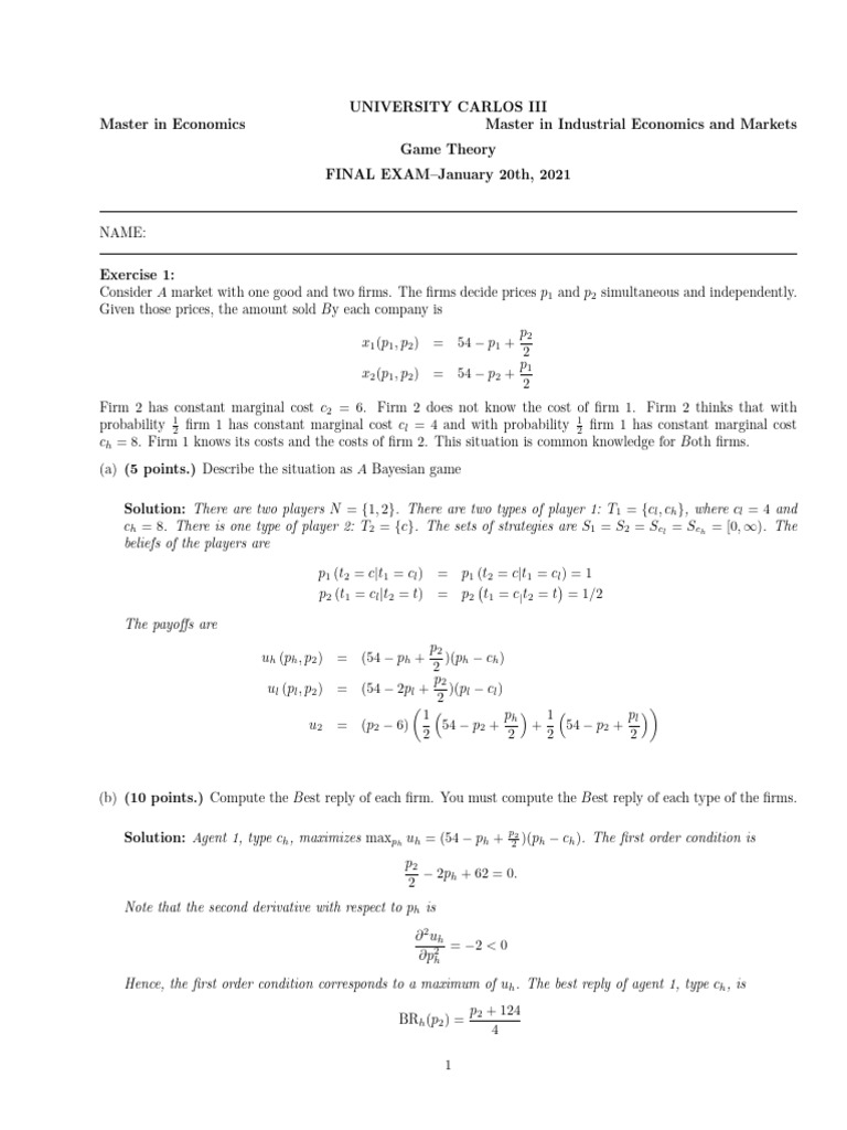 Exam-January-21-GT-sol | PDF | Statistical Theory | Probability