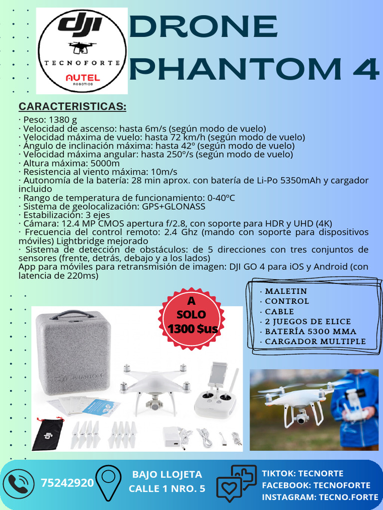 Drone Phantom 4: Especificaciones y Precio | PDF