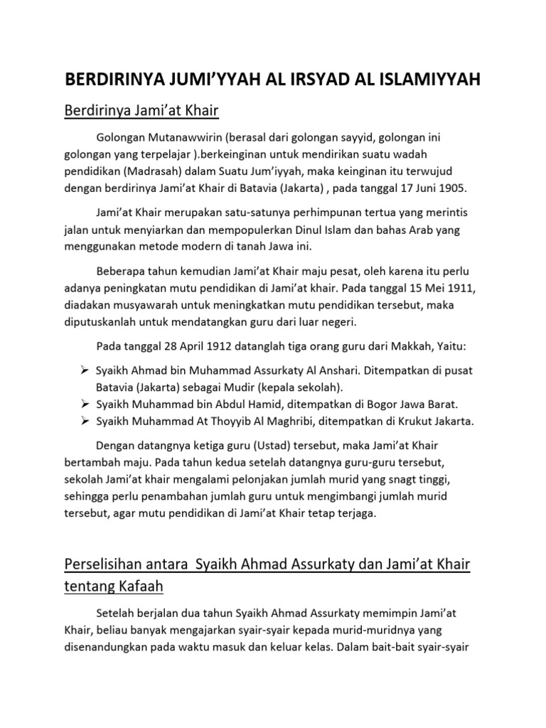 Sejarah Al-Irsyad | PDF