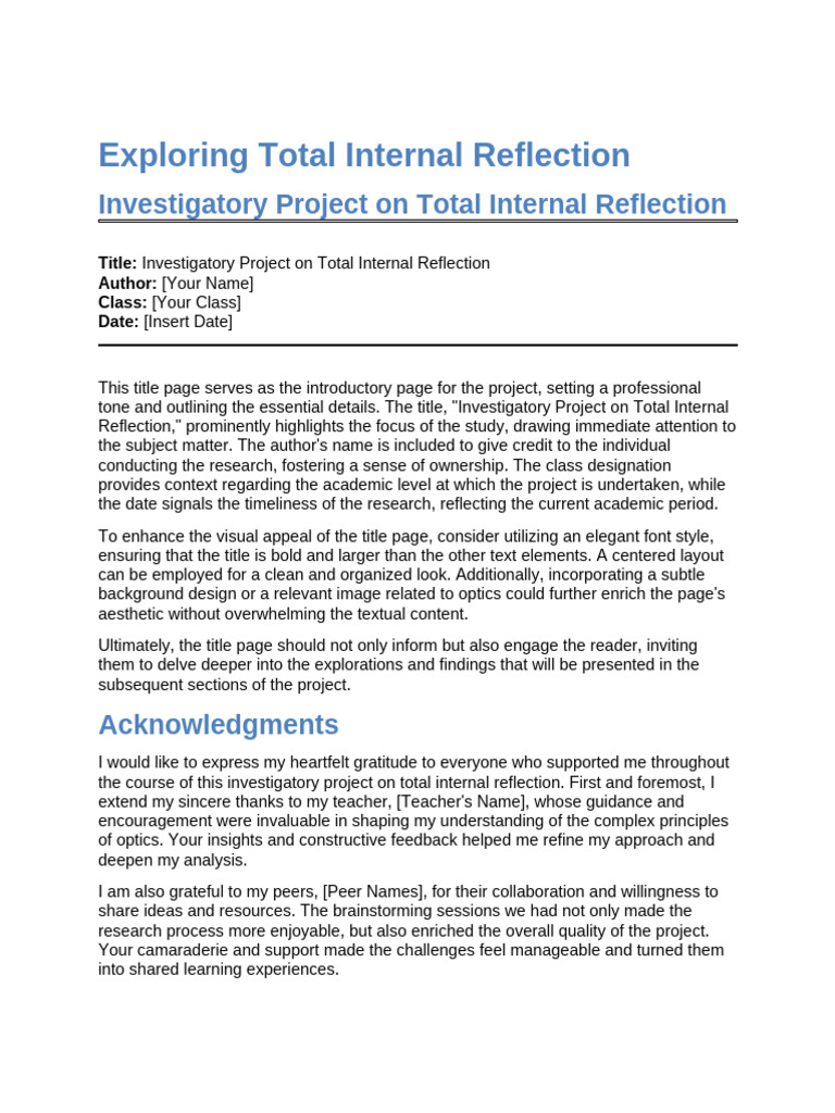 Exploring Total Internal Reflection | PDF | Refraction | Transmission Medium