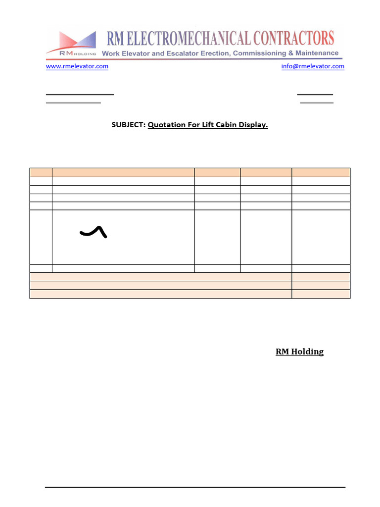 Quotation For Lift Cabin Display | PDF