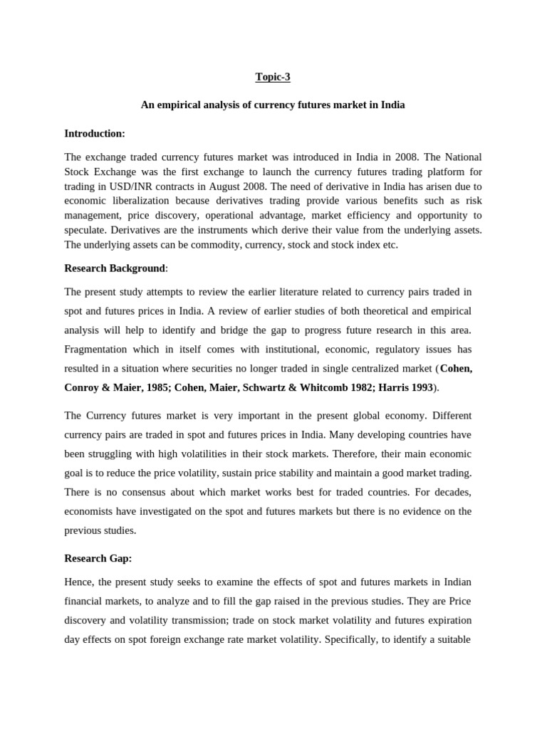 An Empirical Analysis of Currency Futures Market in India | PDF ...