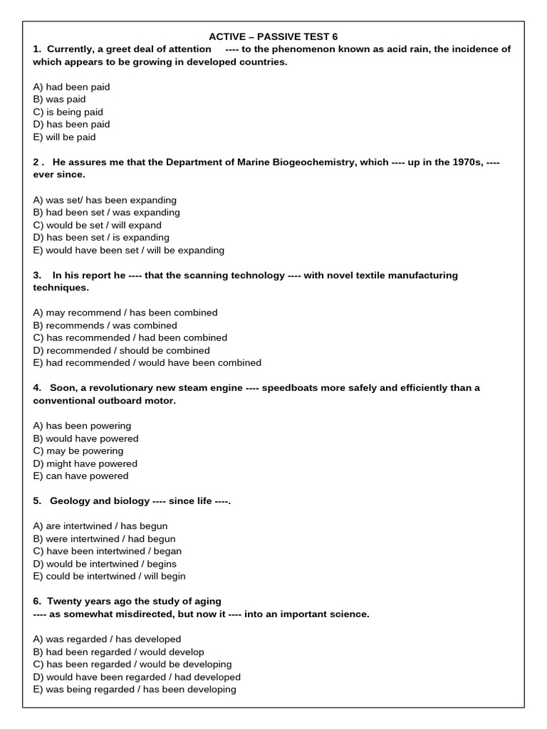 14-Passive Test 6 | PDF | Biological Evolution | Nature