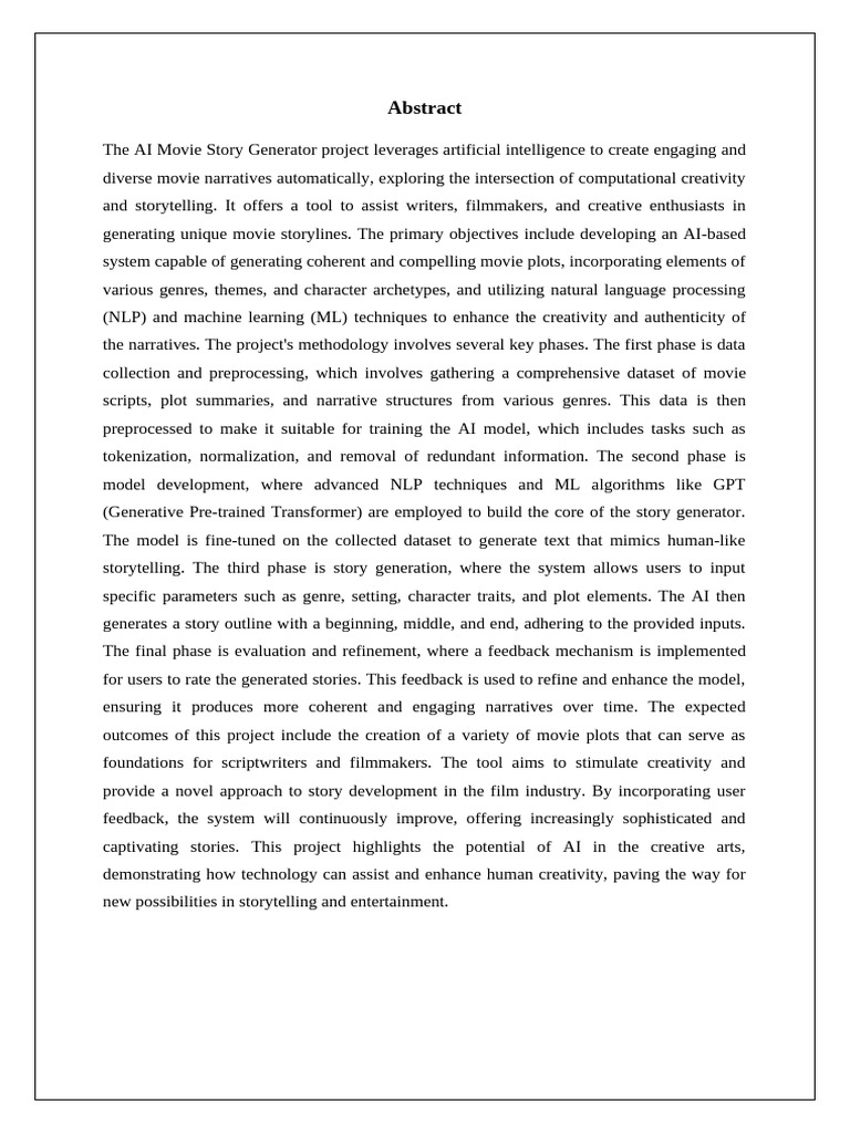 Ai Mov Story Gen Abstract | PDF | Artificial Intelligence ...