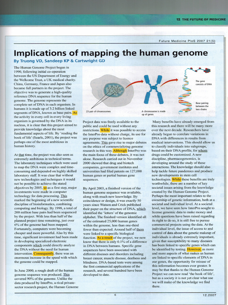Implications of Mapping the Human Genome | PDF