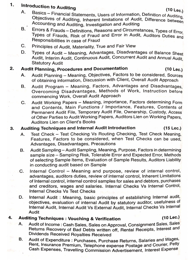 Auditing Syllabus & QPaper Pattern | PDF