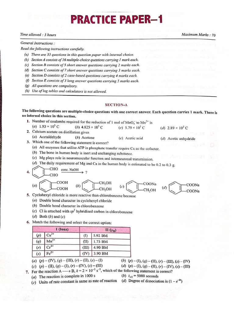 Sample Paper 01 | PDF