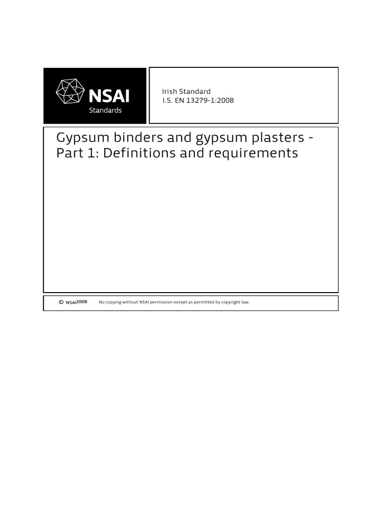 Gypsum Binders and Gypsum Plasters - 13279-1 | PDF | Plaster | European ...
