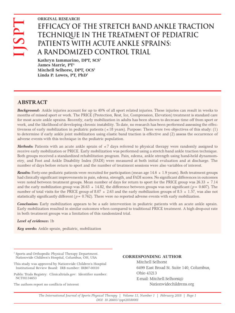 EFFICACY OF THE STRETCH BAND ANKLE TRACTION TECHNIQUE IN THE TREATMENT ...