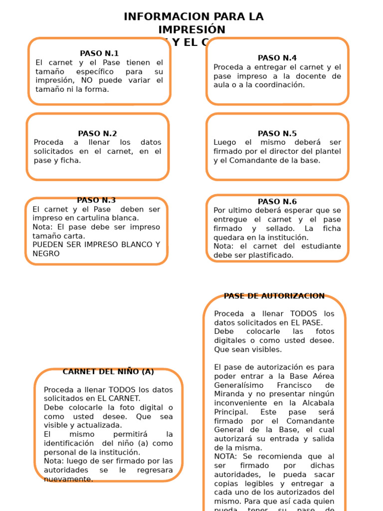 Instrucciones para Imprimir Carnet y Pase | PDF | Documento de identidad