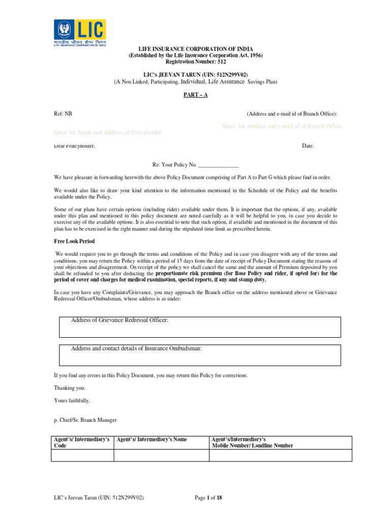 LIC Jeevan Tarun Policy Overview | PDF | Insurance | Life Insurance