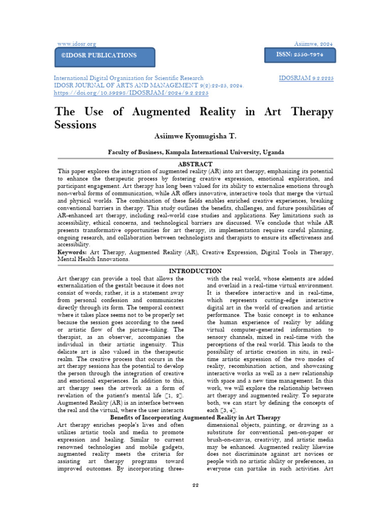 The Use of Augmented Reality in Art Therapy Sessions (WWW - Kiu.ac - Ug ...