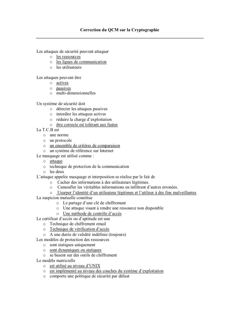 QCM Crypto Correction | PDF