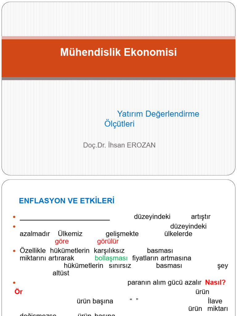 Mühendislik Ekonomisi Hafta7 | PDF