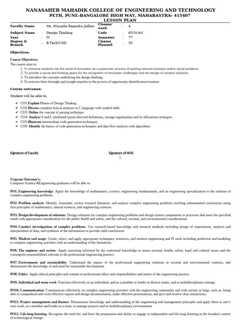 CD_LESSON_PLAN (1) | PDF | Engineering | Knowledge