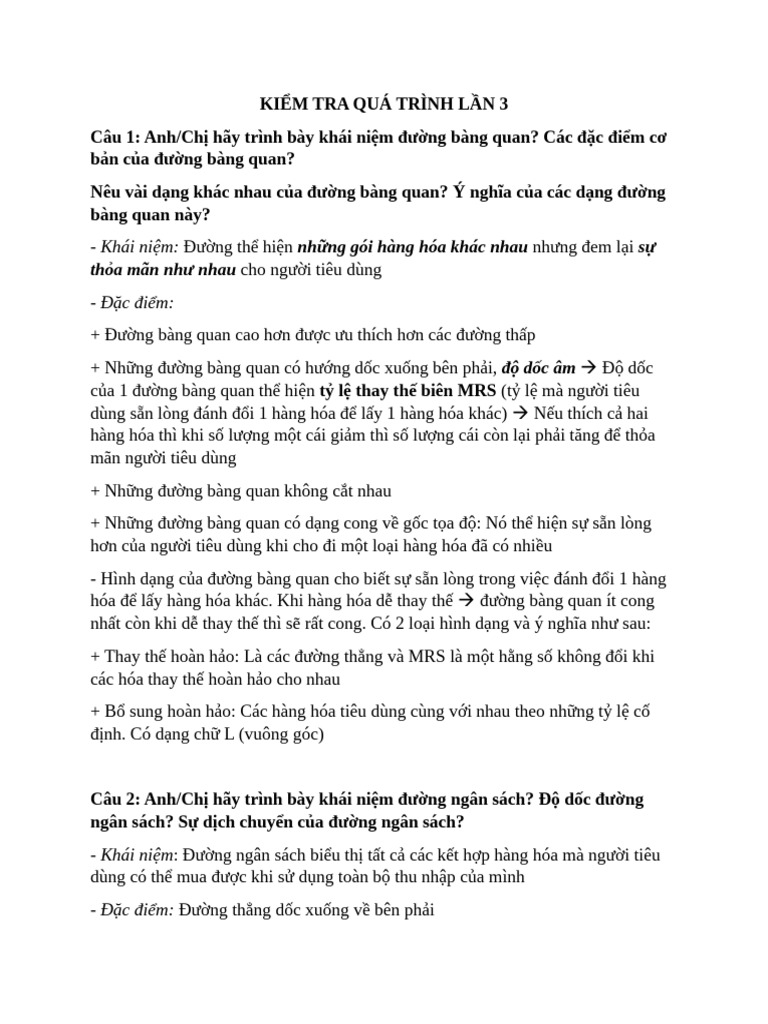 KIỂM TRA QUÁ TRÌNH LẦN 3 - KTVM | PDF