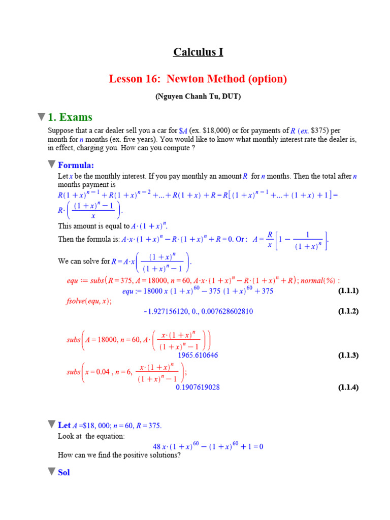 16.NewtonMethod - Part2 | PDF | Interest | Mathematics Of Computing