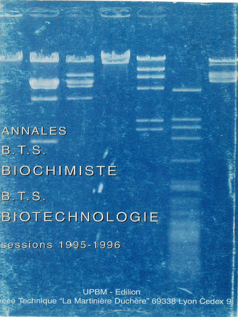 Annales Bts Bioch Biotech 1995 1996 | PDF